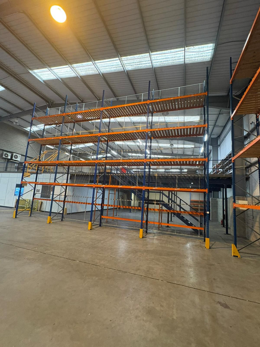 PSS Pallet Racking - 4 Joined Bays - 8m High - 900mm Deep - 4 Levels w ...